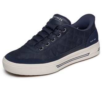 Skechers Slip-On Sneaker SKECHERS ARCH FIT ARCADE, Herren, Gr. 48,5, navy, Lederimitat, Nylon, Veloursleder, gesteppt, Schuhe, Schn&uuml;rschuh, Freizeitschuh, Halb