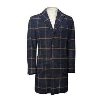 L.B.M. 1911 L.b.m. 1911, Homme, Manteaux, Bleu, Taille: M Manteau &agrave; Carreaux Crois&eacute;