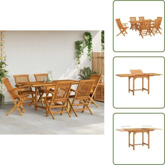 vidaXL 7-tlg. Garten-Essgruppe Massivholz Teak - Tisch - Esszimmertisch - Gartentisch - Gartenm&ouml;bel - Outdoorm&ouml;bel