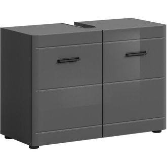 M&S Collection Soft Waschbeckenunterschrank 2 T&uuml;ren Grau hochglanz, grau