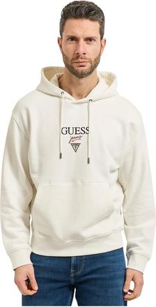 Guess Homme, Sweatshirts et sweats &agrave; capuche, Blanc, Taille: XL Printed Logo Sweat &agrave; capuche
