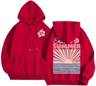 Generic Endless Summer - Sweat &agrave; capuche d&eacute;contract&eacute; pour femme tendance pour la plage - Pull &agrave; capuche graphique 2025 - Haut &agrave; capuche Y2K occidental uni con