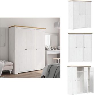 vidaXL Garde-robe bodo blanc marron 146x53,5x173 cm bois massif de pin - Meuble De Rangement - Armoire - Placard - Dressing - Meuble De Chambre