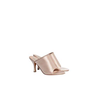 Alberta Ferretti Femme, Chaussures, Rose, Taille: 39 EU Mules en satin avec garniture en strass