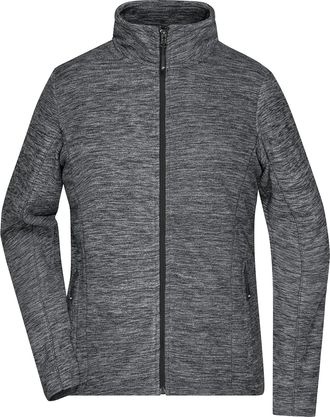 James & Nicholson Damen Melange Fleecejacke - Taillierte Microfleece Jacke in modischer Melangeoptik | Farbe: grey-melange/anthracite | Gr&ouml;sse: XL