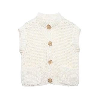 Generic Gilet sans Manche Femme Gilet Femme D&eacute;contract&eacute; Quotidien Ville Tricot Uni Col Rond - avec Poche, Pull Casual pour Usage Quotidien