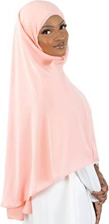 Lamis Hijab Khimar hijab à enfiler Malaisien haut jilbab pour femme musulmane voilée KH100 (Saumon)