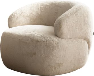 DELIFE Cocktailsessel Nova Pl&uuml;sch Creme-Wei&szlig; 88x88 cm Loungesessel