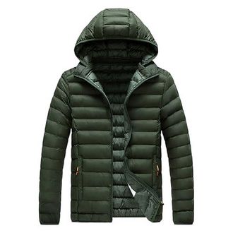 Generic Doudoune homme chaude et matelass&eacute;e, manteau dhiver &agrave; fermeture &eacute;clair int&eacute;grale, v&ecirc;tement dext&eacute;rieur id&eacute;al par temps froid, vert, taille L
