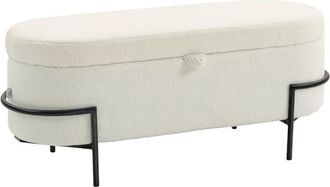 HOMCOM Sitzbank mit Stauraum Sitztruhe mit hochklappbarem Deckel, Fleece-Optik, Polsterbank Truhenbank mit Stahlbeine, Bettbank f&uuml;r Wohnzimmer, Schlafzimmer,