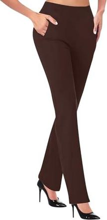 Generic Pantalon de yoga pour femme - Taille haute - Stretch - Coupe ajust&eacute;e - L&eacute;ger et confortable - Couleur unie - Pantalon de jogging - Jambes droites - Pa