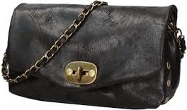 Gave Lux Sac &agrave; bandouli&egrave;re pour femme en cuir v&eacute;ritable Made in Italy 25x15x11 cm GLX228104323FBG, Noir, Taille unique