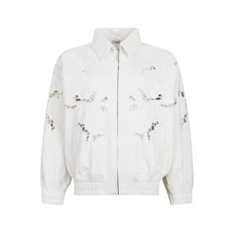 Liu Jo Femme, Vestes, Blanc, Taille: 38 FR Veste avec broderie ajour&eacute;e