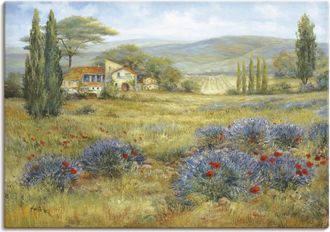 Artland Wanddeko Leinwand Bilder Wandbild 100 x 70 cm Landschaften Europa Frankreich Malerei Grün A1HP Provence Lavendelwiese