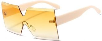 Generic Lunettes de soleil une pièce sans monture 2026 pour femme - Lunettes de soleil surdimensionnées UV400 tendance - Nuances UV400 - Beige, jaune, taille 