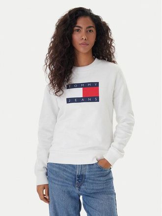 Tommy Jeans Sweatshirt Flag DW0DW22564 &Eacute;cru Regular Fit