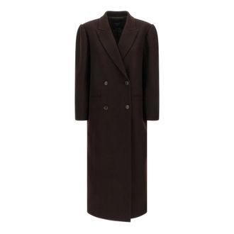 Twinset Femme, Manteaux, Brun, Taille: 40 FR Manteau crois&eacute; en laine m&eacute;lang&eacute;e