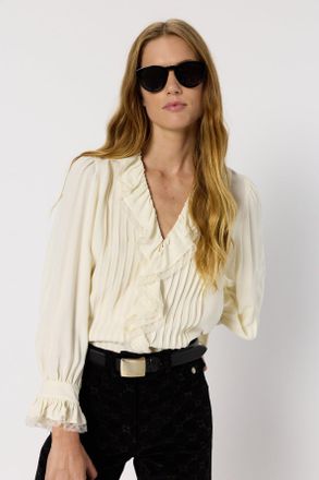 Gerard Darel Chemise &agrave; volants et dentelle - ANNETTE - Ecru