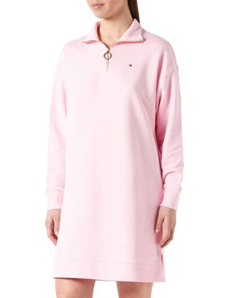 Tommy Hilfiger Damen Entspanntes kurzes halbem Rei&szlig;verschluss Ls L&auml;ssiges Kleid, Pastel Pink, Small