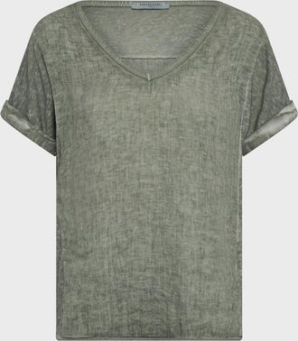 Gerard Darel T-shirt V ample en lin - Vert Kaki