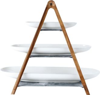 Villeroy & Boch Artesano Original Etagere 4-Teilig, Spülmaschinenfest, Mikrowellensicher, Etagere 3-stöckig 3 Etagen Schiefer, Geschirr, Etagere für Essen, Premium Po