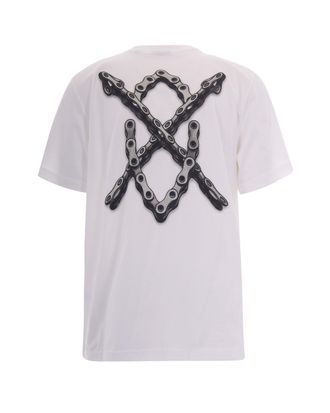 Daily Paper Clothing Mens T-Shirt Chain Shield White Cotton T-Shirts And Polos
