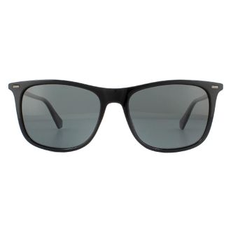 Polaroid Rectangle Mens Schwarz Grau Polarisierte Sonnenbrille