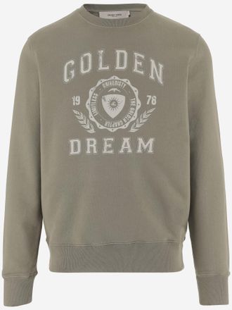 Golden Goose Mens Cotton Logo Sweatshirt Taupe Knitwear Sweater