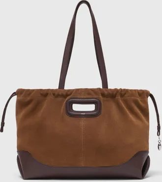 Maje Milpli Tragetasche Aus Leder-velours-mix - Camel/marron - Maje