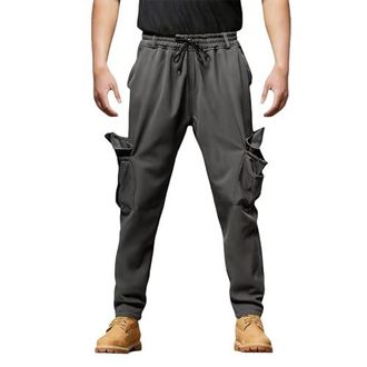 Generic Benito Pantalon cargo pour homme avec ceinture en tissu - Coupe ample - Pantalon chino - Pantalon de loisirs - Pantalon de travail - Pantalon &eacute;l&eacute;gant 