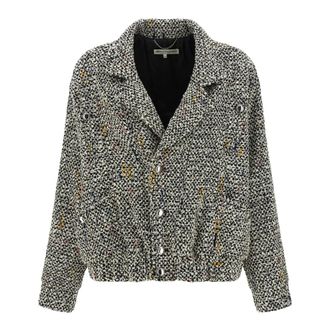 Alessandra Rich Femme, Vestes, Multicolore, Taille: 34 FR Bomber Oversize en Tweed à Sequins