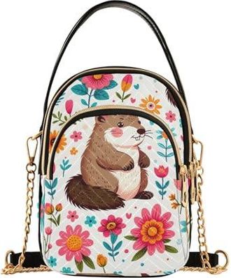 Mnsruu Sac à bandoulière pour femme avec sangle réglable Motif fleurs de Gophers