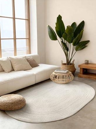 Hanse Home Rangpur Juteteppich - Natur Wohnzimmerteppich Oval aus 100% Jute, Handgewebt - Robust & Pflegeleicht - Moderner, Boho Naturfaser Teppich f&uuml;r Wohnzimme