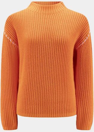 Six-O-Seven Strickpullover Six-o-Seven Grobstrickpullover mit Stehkragen - ORANGE