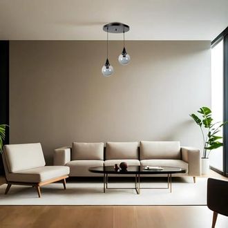 Opviq Elegant Metal Chandelier with Glass Cap, Adjustable Height 70 cm, 25 cm Diameter, E27 Socket, Black & Fume Finish | Perfect for Modern Interiors