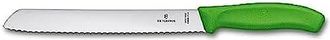 Victorinox by Swiss Army Swiss Classic, Profi Brotmesser, Extra Scharfe Klinge, Wellenschliff, 21 cm, Robuster Kunststoffgriff, Rostfreier Stahl, grün
