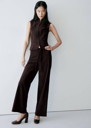 Mango Gilet cintr&eacute; avec fermeture &agrave; agrafes chocolat - Femme - XXS - MANGO
