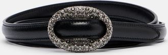 Saint Laurent G&uuml;rtel aus Leder mit Kristallen