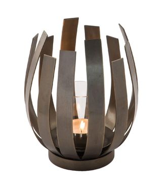 Fink Windlicht Orfea, 19x20cm, mit Glas, Edelstahl, antik bronzefarben, von Fink