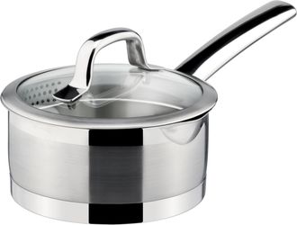 Tescoma PRESIDENT Stielkasserolle 1,5l | 33.6 x 18.5 x 13.9 cm I Premium Edelstahl 18/10 I Innovativer Abgießdeckel I Für Alle Herdarten I Spülmaschinenfest