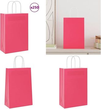 vidaXL Vidaxl - Papiertragetaschen 250 Stk. mit Henkeln Rosa 21x11x31 cm
