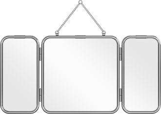 Generic 30cm Faltbarer Quadratischer Spiegel, Moderner Wandspiegel mit Edelstahlrahmen und Kette, Dekorativer H&auml;ngespiegel f&uuml;r Bauernhaus, Wohnzimmer, Eingang