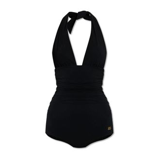 Dolce & Gabbana Einteiliger Badeanzug mit tiefem Dekollet&eacute; - - Swimwear - Damen - Schwarzk - L
