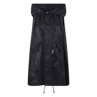sacai Femme, Vestes, Noir, Taille: 38 FR Gilet &agrave; Capuche en Serg&eacute; de Nylon