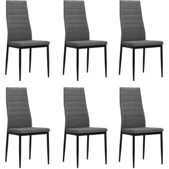 vidaXL Lot de 6 Chaises &agrave; manger - Chaises de salle &agrave; manger gris clair tissu vidaXL