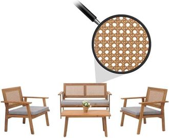 Mendler Ensemble de Jardin HWC-N46 Bois Acacia certifi&eacute; MVG Coussin Gris