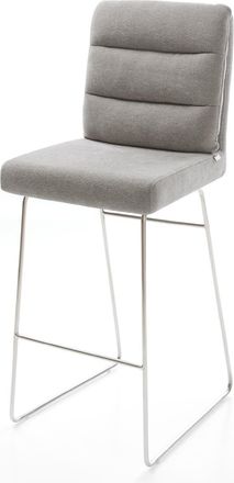 DELIFE Barstuhl Pela-Flex Strukturstoff Soft Grau Kufengestell Edelstahl Silberfarben, Barst&uuml;hle