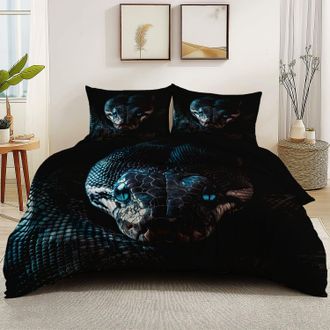 Generic Wendbare Bettw&auml;sche Set 240 x 220 cm, Mikrofaser Bettbezug mit Rei&szlig;verschluss, Geheimnisvolle minimalistische Schlange Thema Druck Kinder, Teenager Er