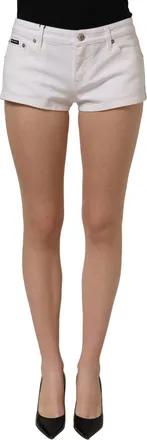 Dolce & Gabbana Womens White Cotton Low Rise Denim Hot Pants Shorts