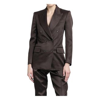 Tom Ford Doppelreihige Wolljacke mit steigendem Revers - - Jackets - Damen - Braun - L